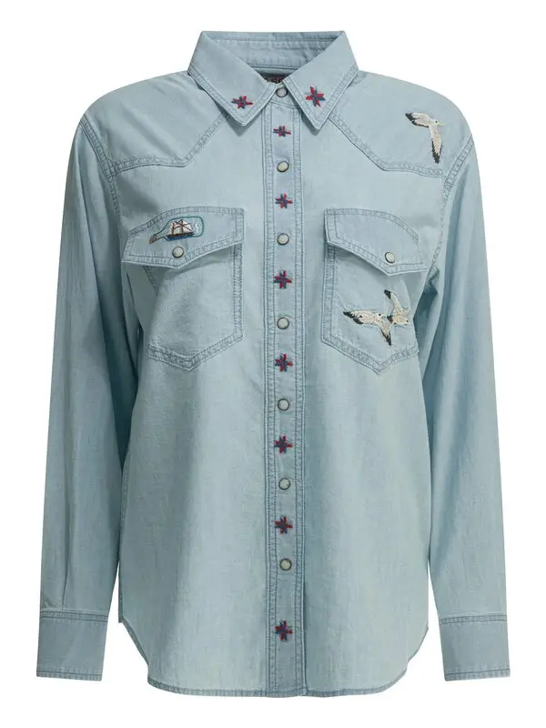 Filson Embroidered Western Casual Shirt - Light Blue