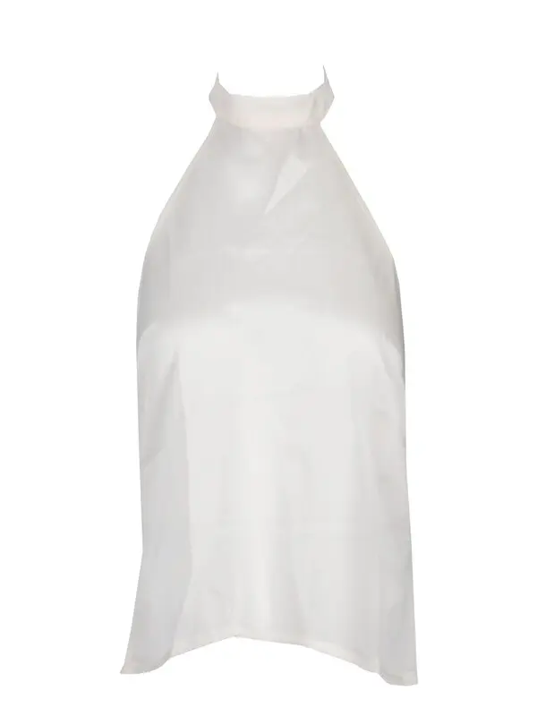 LA ROSE Silk Tank Top - White