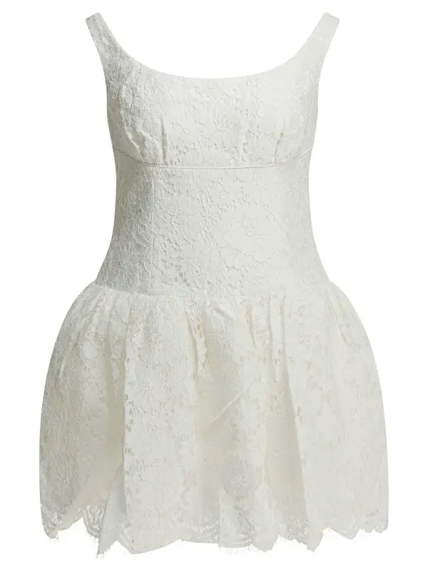 SELF-PORTRAIT Lace Flared Dress - White