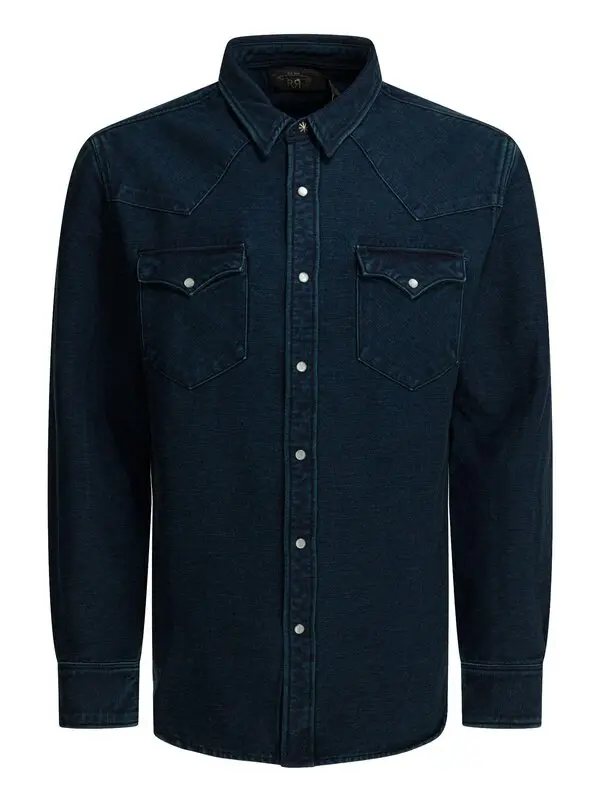 Ralph Lauren Indigo Suede Western Shirt - Blue