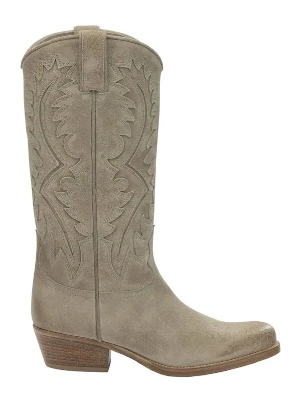 Sartore Leather Cowboy Boots - Beige