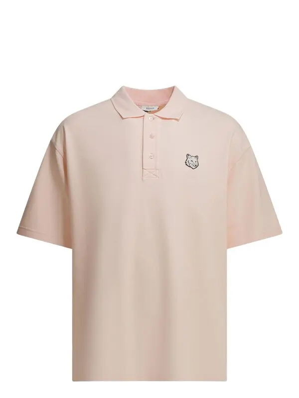 Maison Kitsuné Fox Head' Polo Shirt With Buttons - Pink