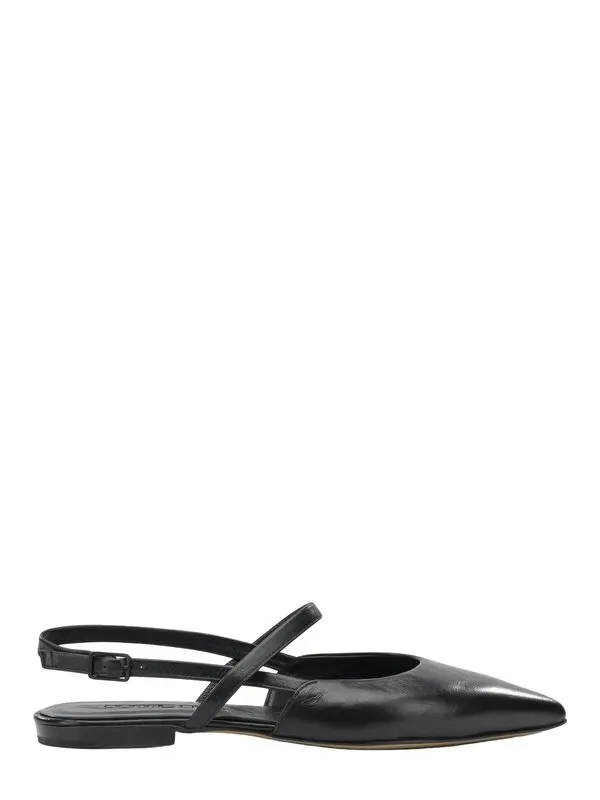 POMME D'OR Leather Slingback Ballerinas - Black