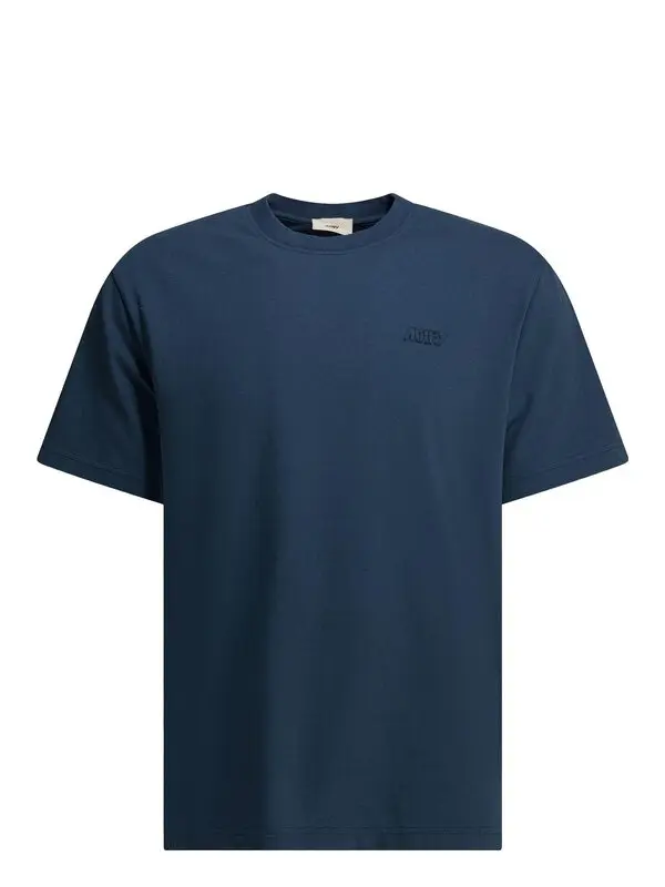 AUTRY Crew Neck T Shirt With Logo - Blue