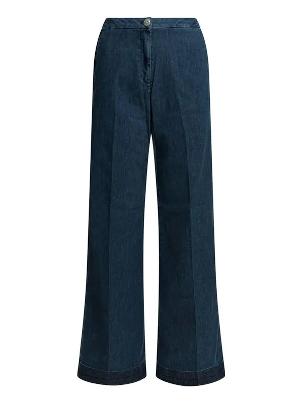 SHAFT JEANS Flaire Smocking' Wide Leg Jeans - Blue