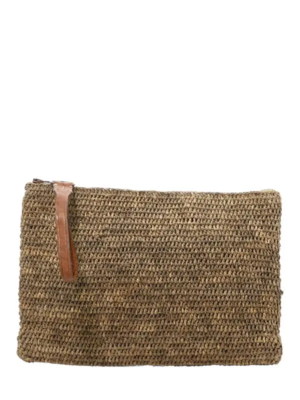 IBELIV Raffia And Leather Clutch - Brown