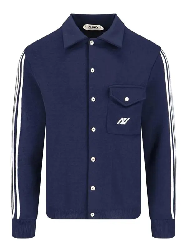 AUTRY Side Stripe Cardigan - Blue