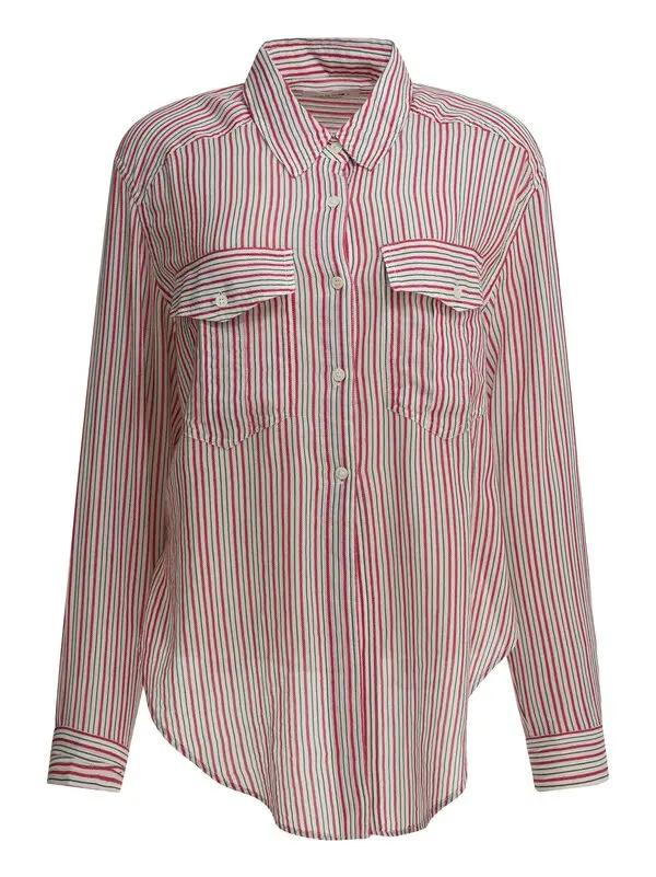 MARANT ETOILE Cotton Voile Striped Shirt - Beige
