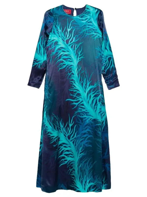 F.R.S FOR RESTLESS SLEEPERS Printed Silk Maxi Dress - Blue