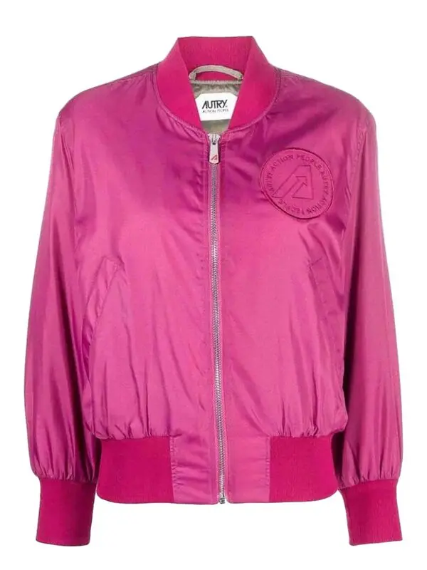 AUTRY Logo Bomber Jacket - Pink