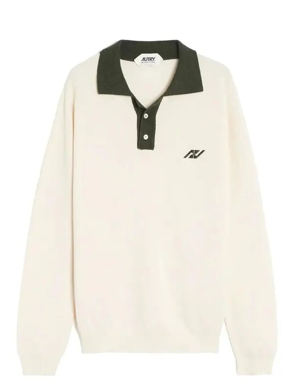 AUTRY Sporty Long Sleeve Polo - Beige
