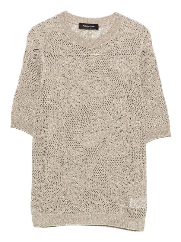 Fabiana Filippi Openwork T-shirt - Kaki