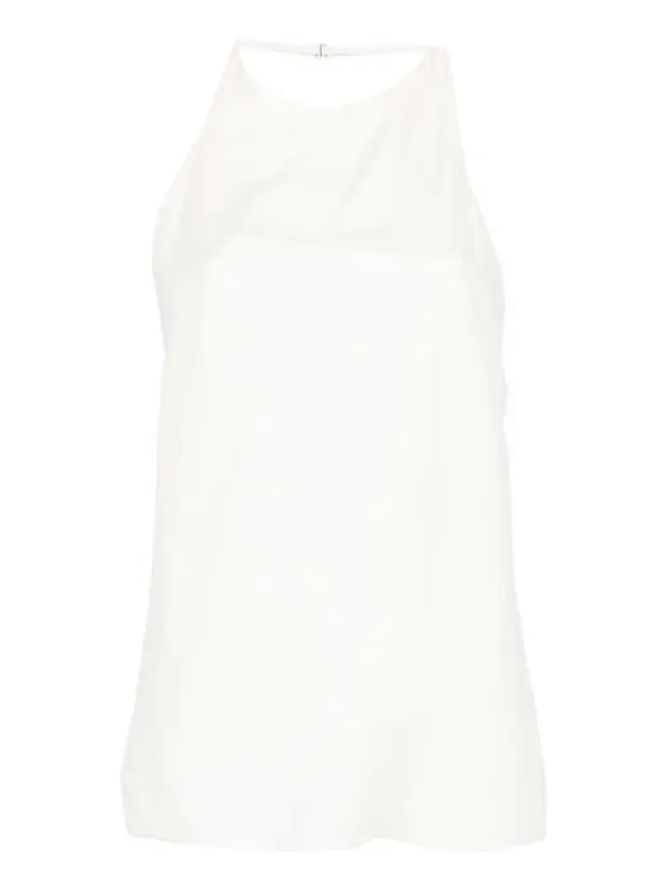 ALYSI Twill Silk Halterneck Top - White