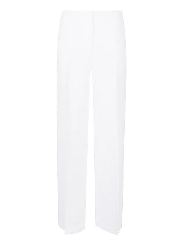 VIA MASINI 80 Linen Wide-leg Pants - White