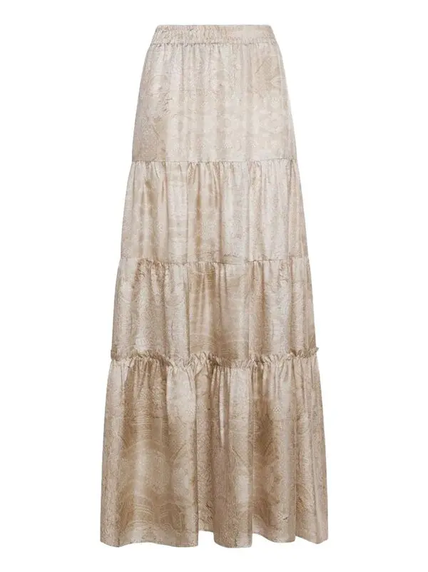 PIERRE-LOUIS MASCIA Silk Long Skirt - Beige