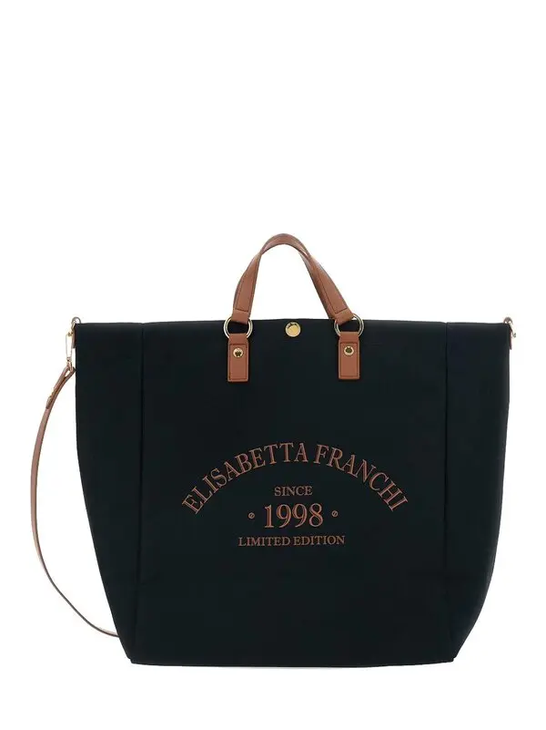 Elisabetta Franchi Cotton Tote Bag - Black