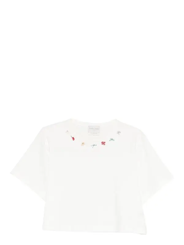 FORTE_FORTE Embroidered Cotton T-shirt - White