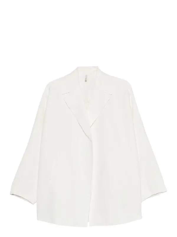 BOBOUTIC Cotton And Linen Long Blazer - White