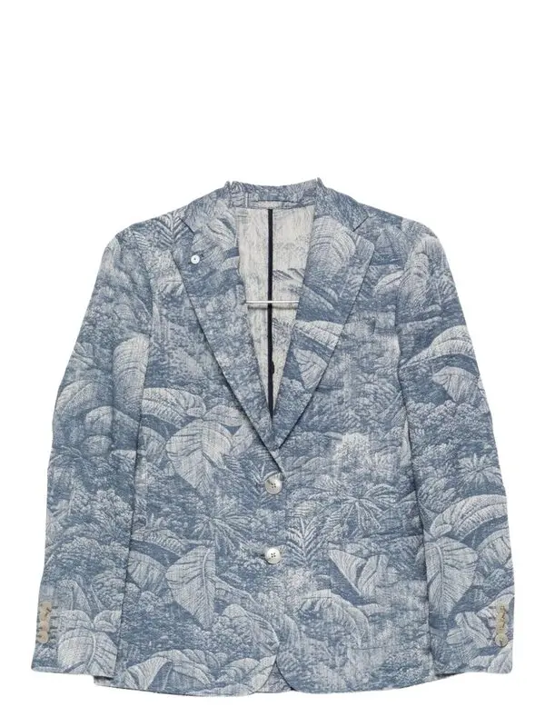 L.B.M. 1911 Floral Jacquard Single-breasted Jacket - Clear Blue
