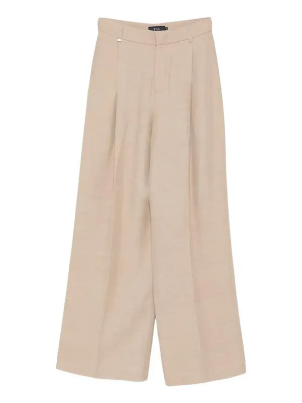 FAY Cotton Wide Leg Trousers - Marrone Chiaro