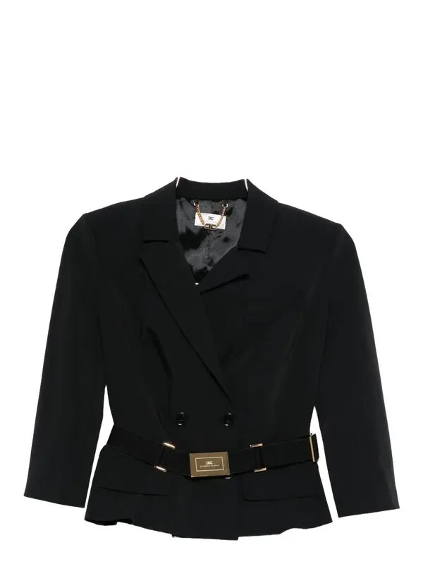 Elisabetta Franchi Belted Double-breasted Jacket - Black