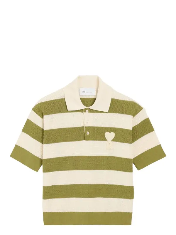 Ami De Coeur Striped Polo Shirt - Kaki