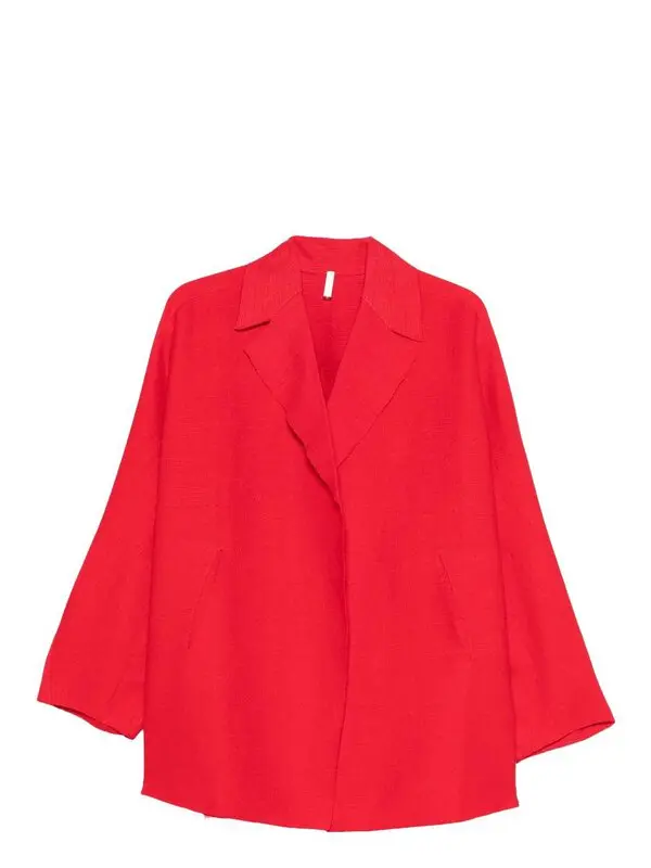 BOBOUTIC Cotton And Linen Long Blazer - Red