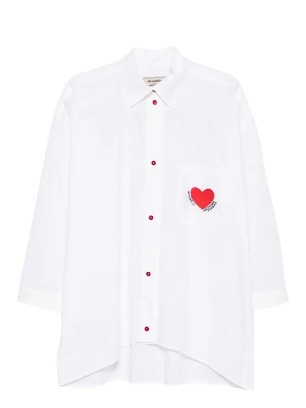ALESSANDRO ENRIQUEZ Heart Embroidered Cotton Shirt - White
