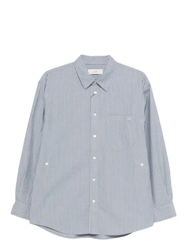 DUNST Striped Cotton Shirt - Clear Blue