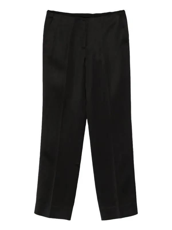 TOTEME Linen Blend Straight Leg Trousers - Black