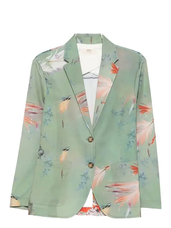 SISSIOTTOSTYLE Printed Single Breasted Blazer Jacket - Green