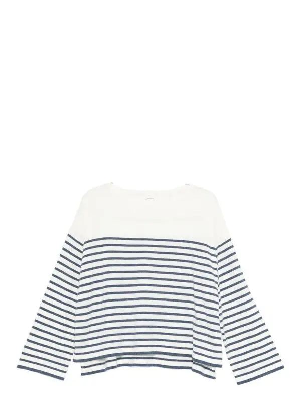 CT PLAGE Striped Cotton Pullover Sweater - White