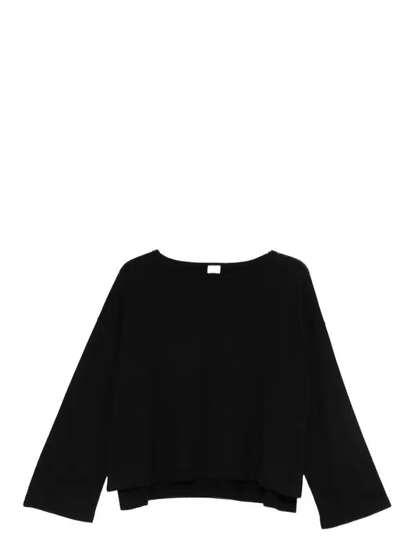CT PLAGE Cotton Crewneck Sweater - Black
