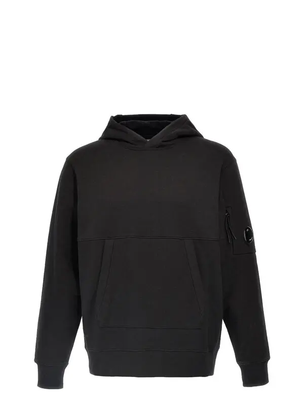 C.P. COMPANY Logo Cotton Hoodie - Black