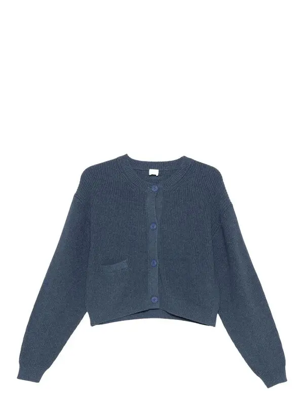 CT PLAGE Cotton Crewneck Cardigan - Blue