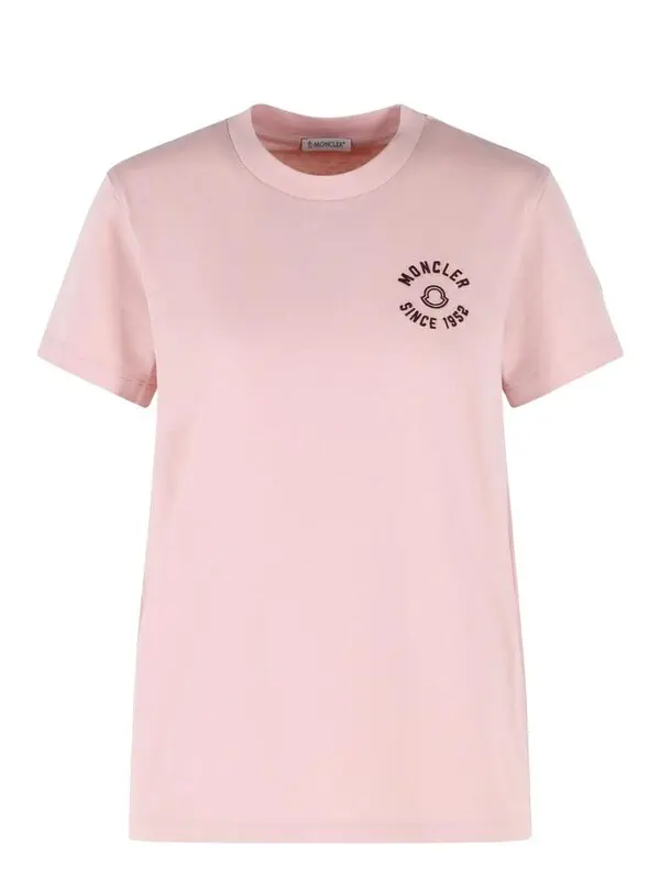 Moncler Logo Cotton T-shirt - Pink