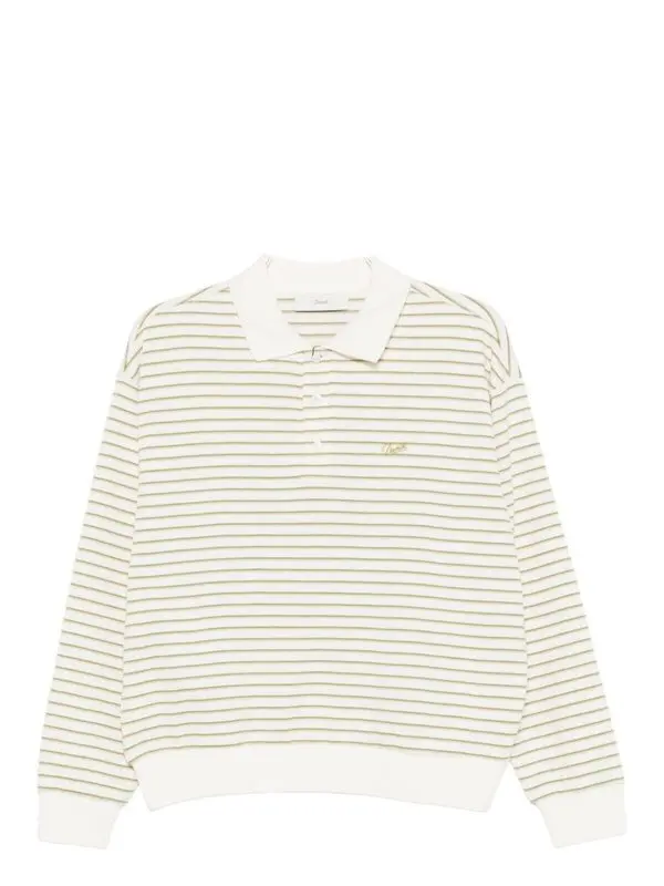 DUNST Striped Cotton Polo Shirt - Green