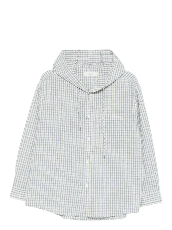 DUNST Checked Hooded Shirt - Beige