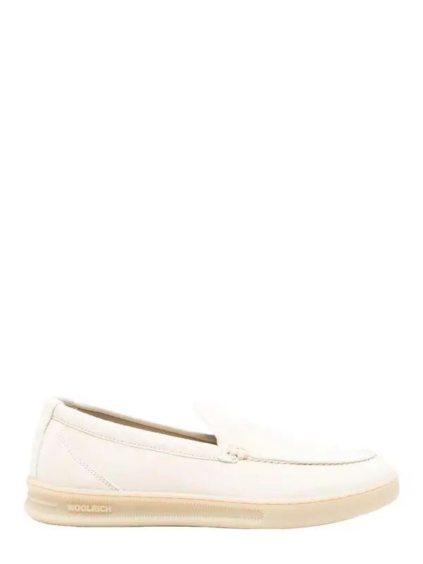 Woolrich Double U Leather Slip-ons - Cream