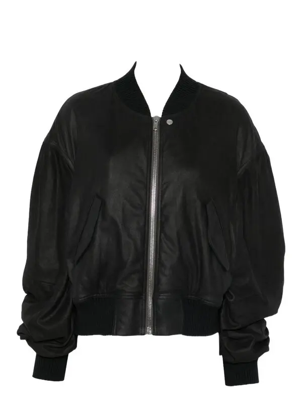 Rick Owens Leather Padded Bomber Jacket - Black