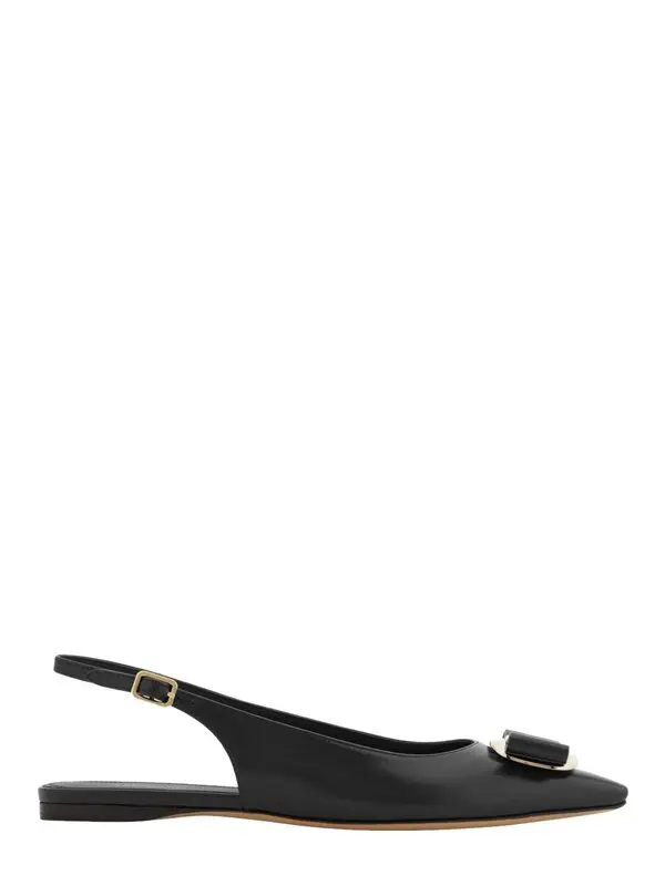 FERRAGAMO Leather Slingback Pumps - Black