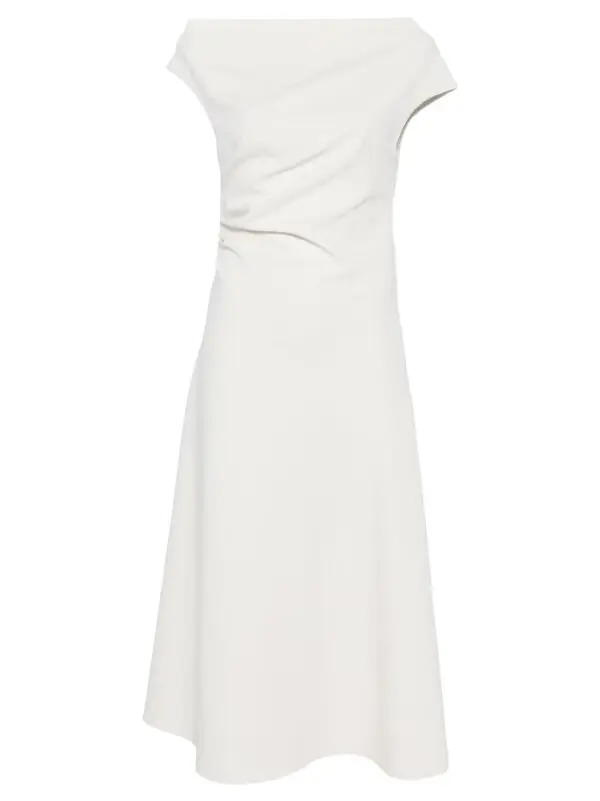 PAROSH Midi A-line Dress - Cream