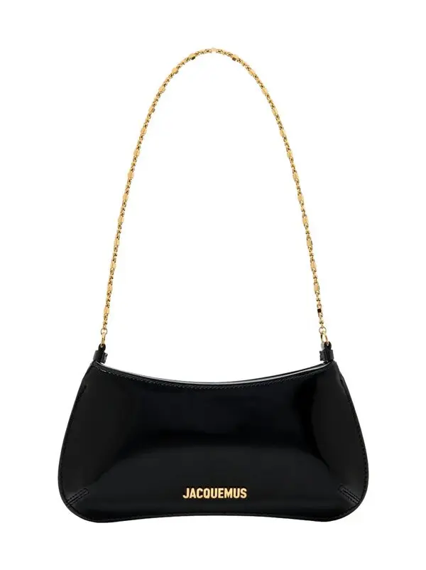Jacquemus Le Petit Bisou Chaine Leather Shoulder Bag - Black