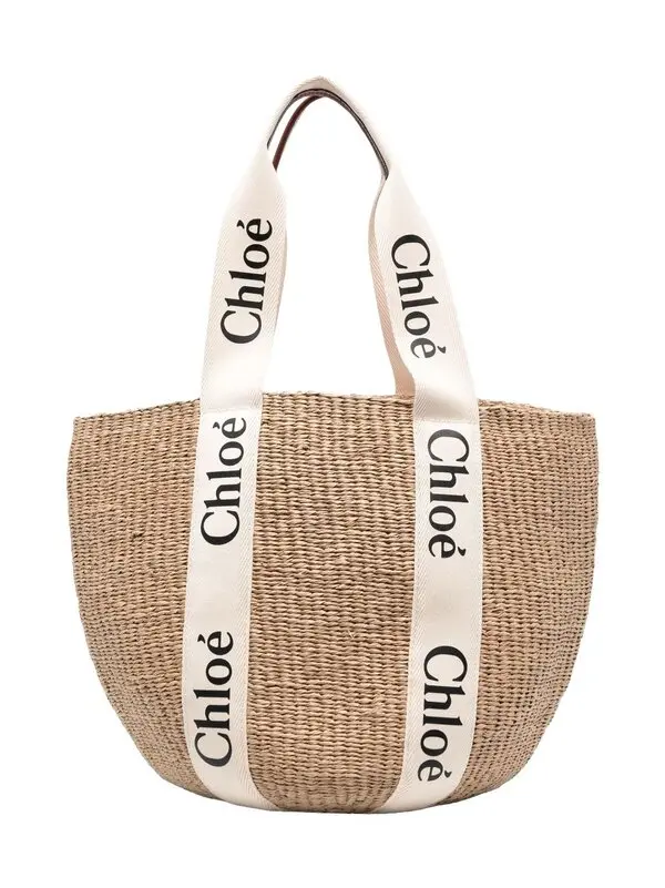 Chloé Large Straw Basket Bag - White