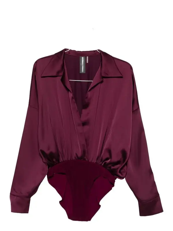 Norma Kamali Oversized Shirt Bodysuit - Purple