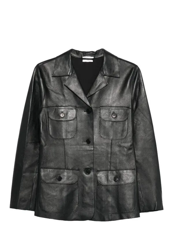PAROSH Leather Jacket - Blue