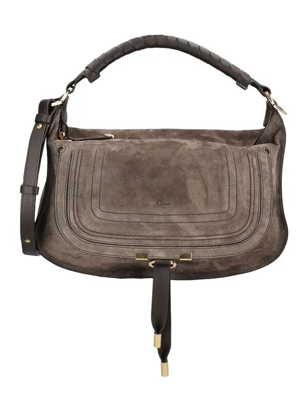 Chloé Marcie Suede Shoulder Bag - Marrone Scuro