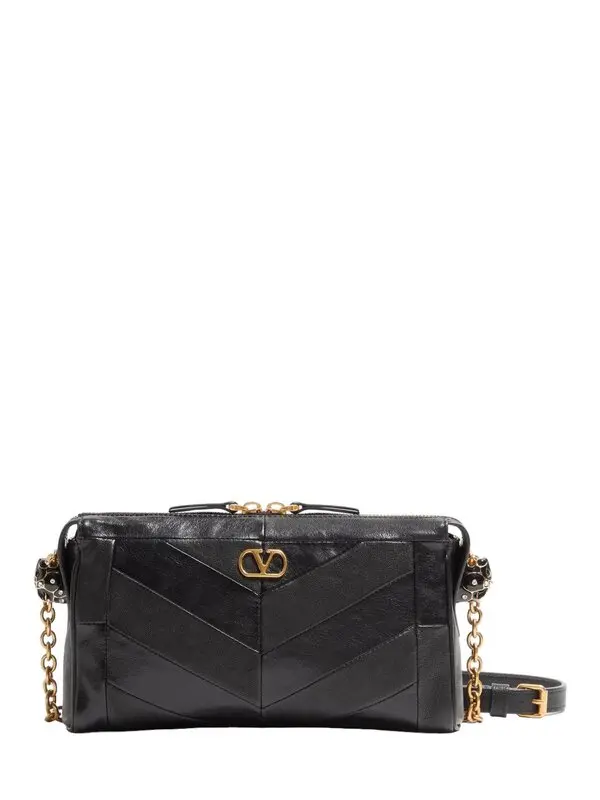 Valentino Garavani Panthea Small Leather Shoulder Bag - Black