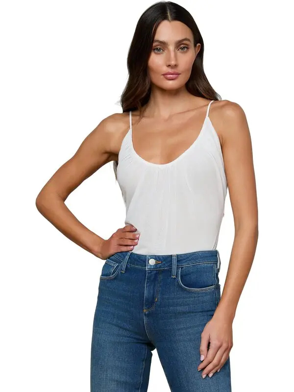 L'Agence Gelina Ruched Bodysuit - White