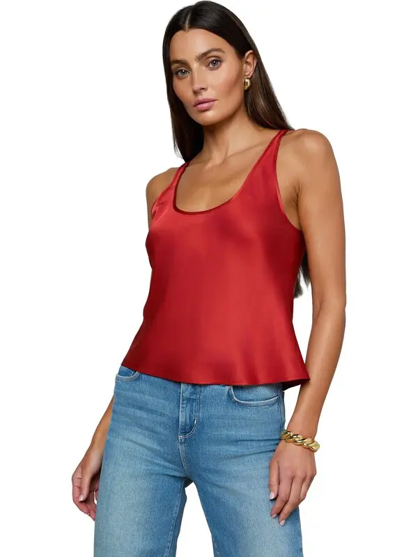 L'Agence Bias-cut Satin Tank Top - Poppy